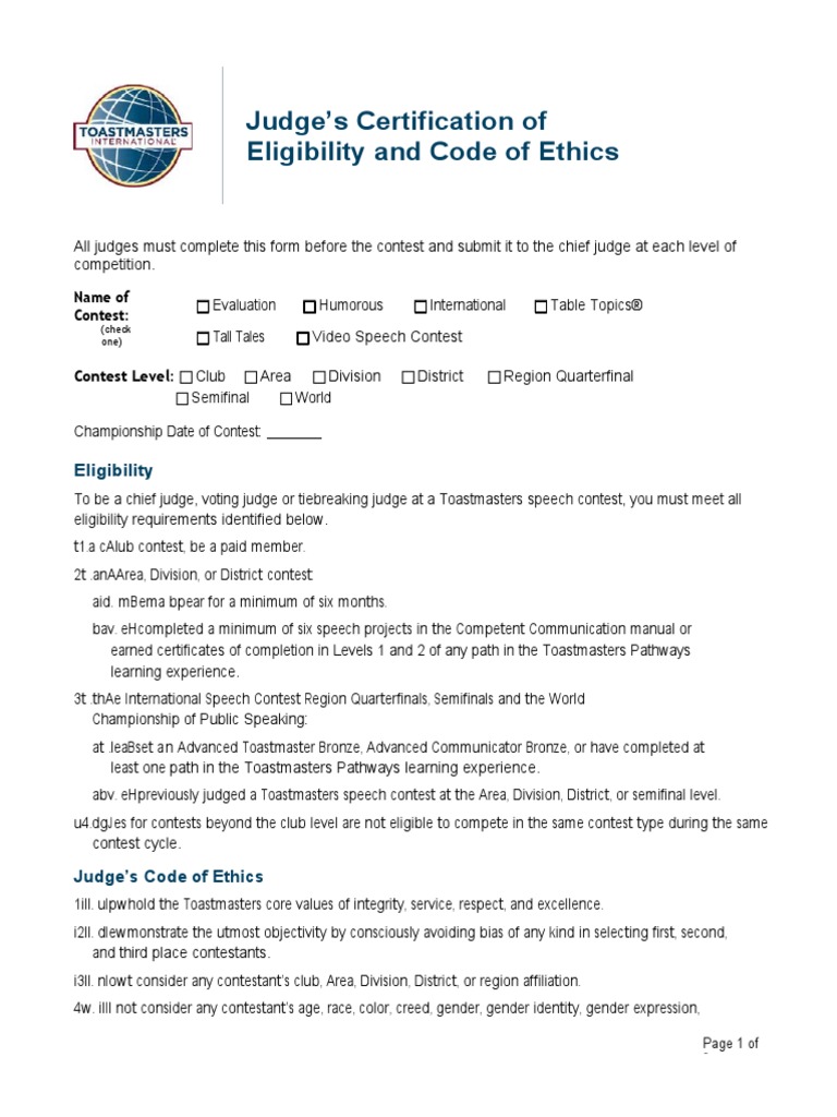 1170 Judges Certificate of Eligibility Ethics FF 1 | PDF