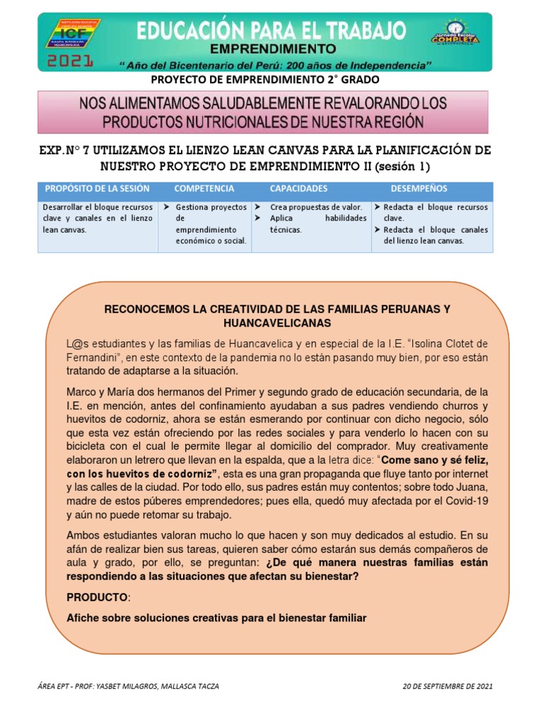 Ept - 2° Grado Experiencia 7 - Sesion #01 (20-09-2021) | PDF ...