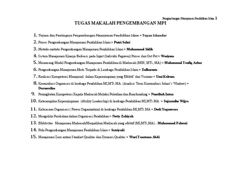Tugas Makalah Pengembangan Mpi | PDF