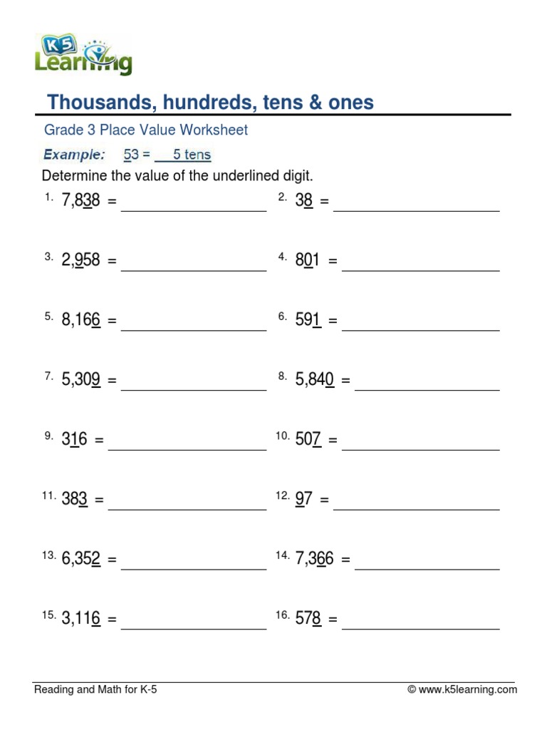 Grade 3 Place Value Worksheet | PDF