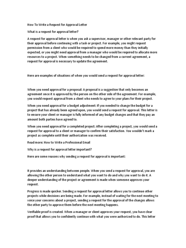 How To Write A Request Letter For Approval | PDF