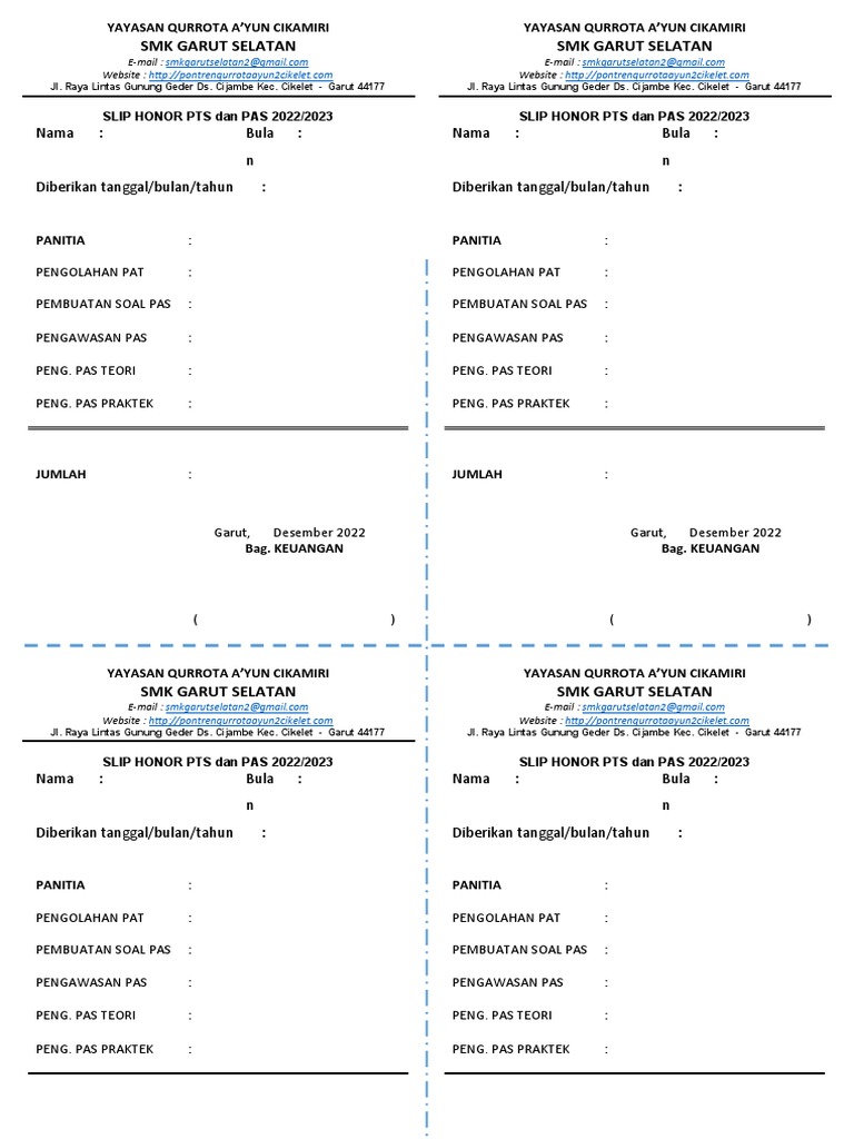 Slip Honor Pat Dan Pas | PDF