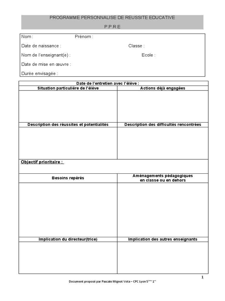 Nouveau Ppre 2018 Version Formulaire | PDF