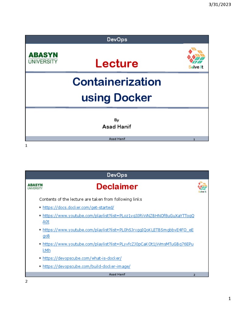 (DevOps) Lecture - Docker - (For Students) | PDF