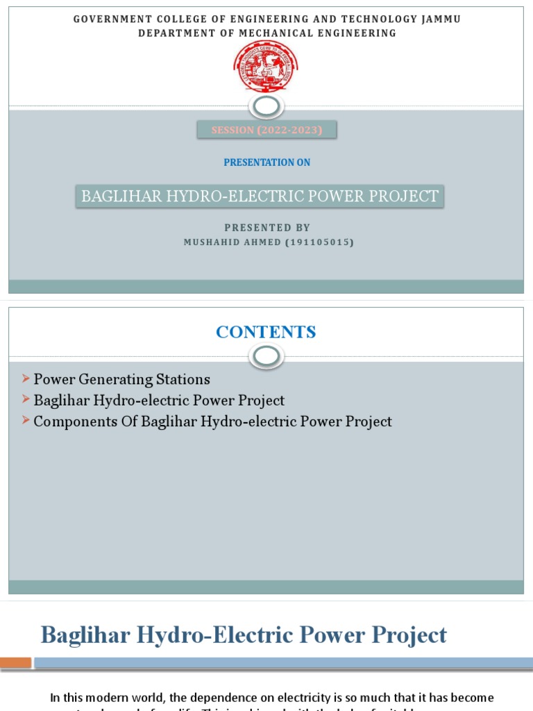 Baglihar Hydro-Electric Power Project | PDF | Turbine | Dam
