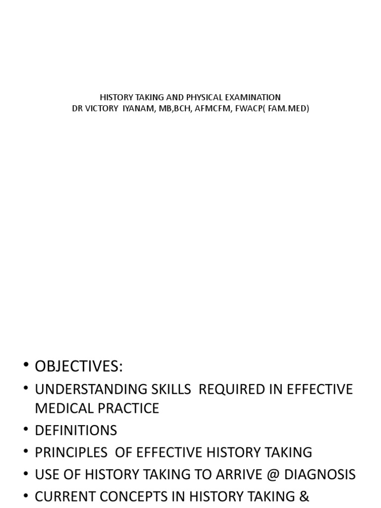 Effective History Taking in Medicine | PDF | Physical Examination ...