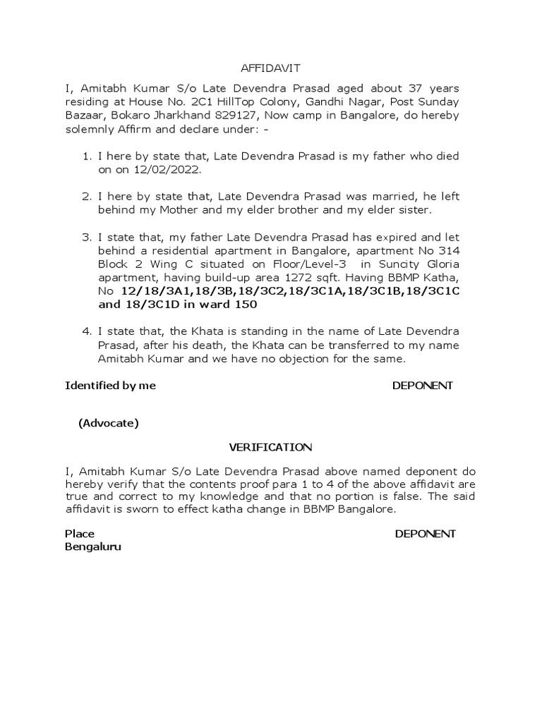 Affidavit 2-BBMP Sandeep | PDF
