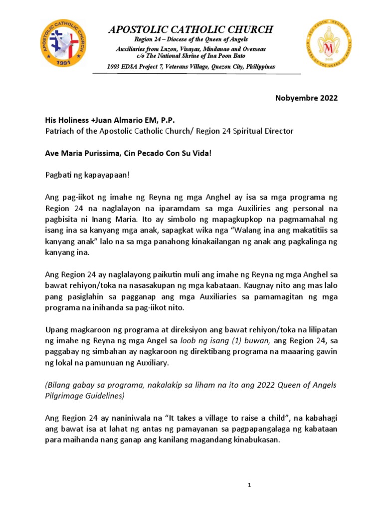 Region 24 Pilgrimage Letter 2022 | PDF