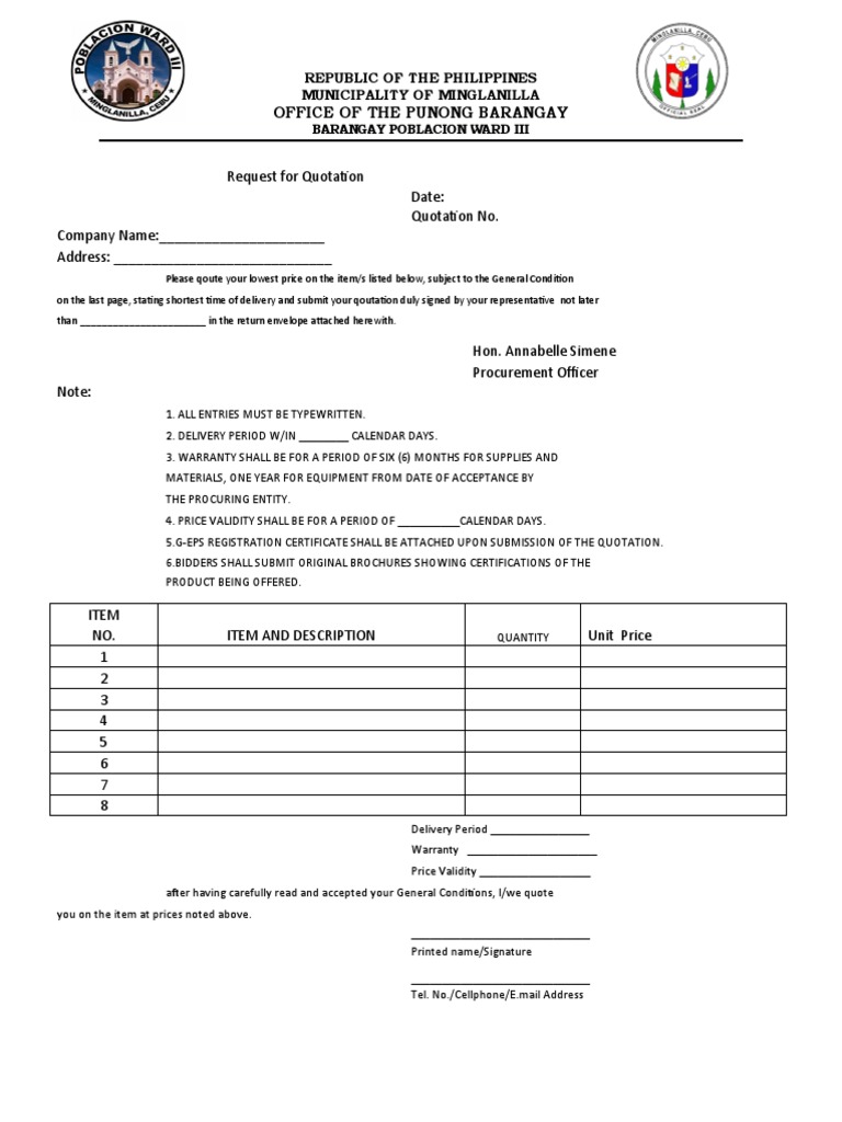 Request For Quotation | PDF | Business