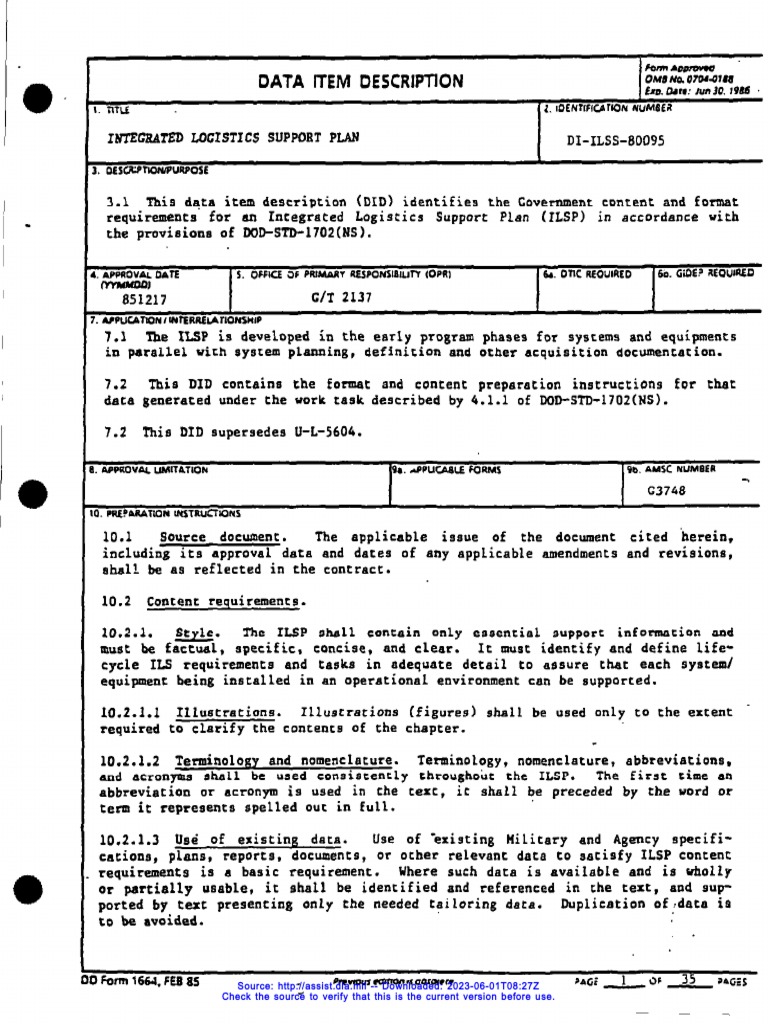 DI-ILSS-80095-Integrated Logistics Support Plan | PDF | Letter Case ...