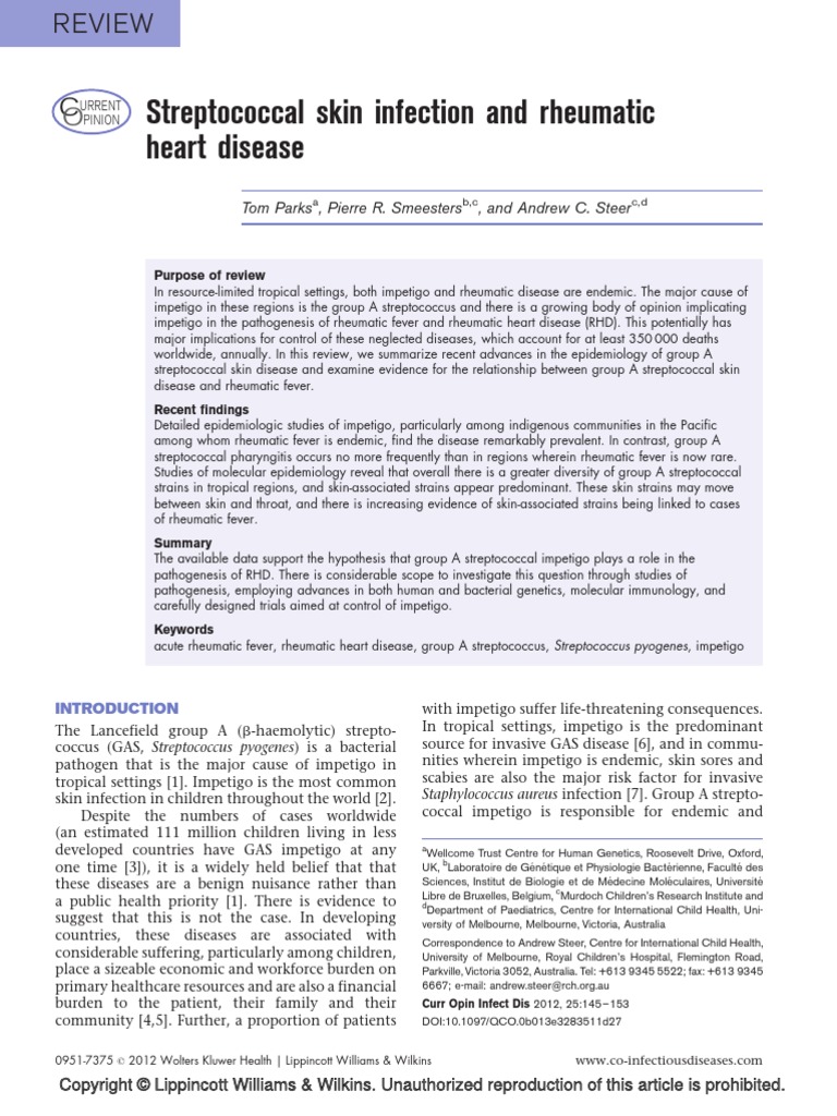 Streptococcal Skin Infection and Rheumatic Heart Disease | PDF ...