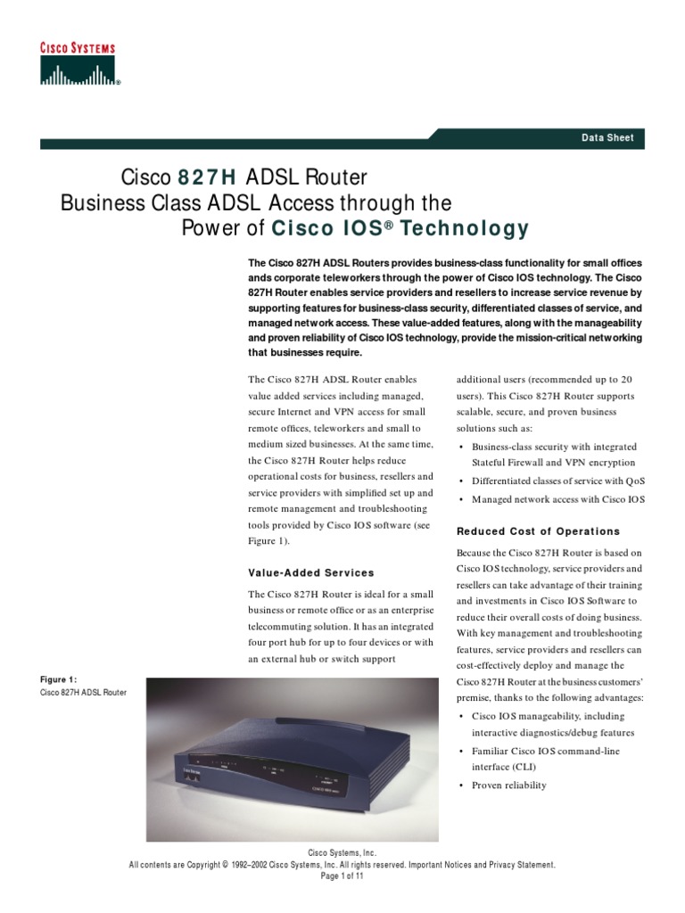 Cisco 827H Router | PDF | Virtual Private Network | Quality Of Service
