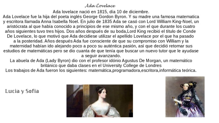 Trabajo de Ada Lovelace | PDF