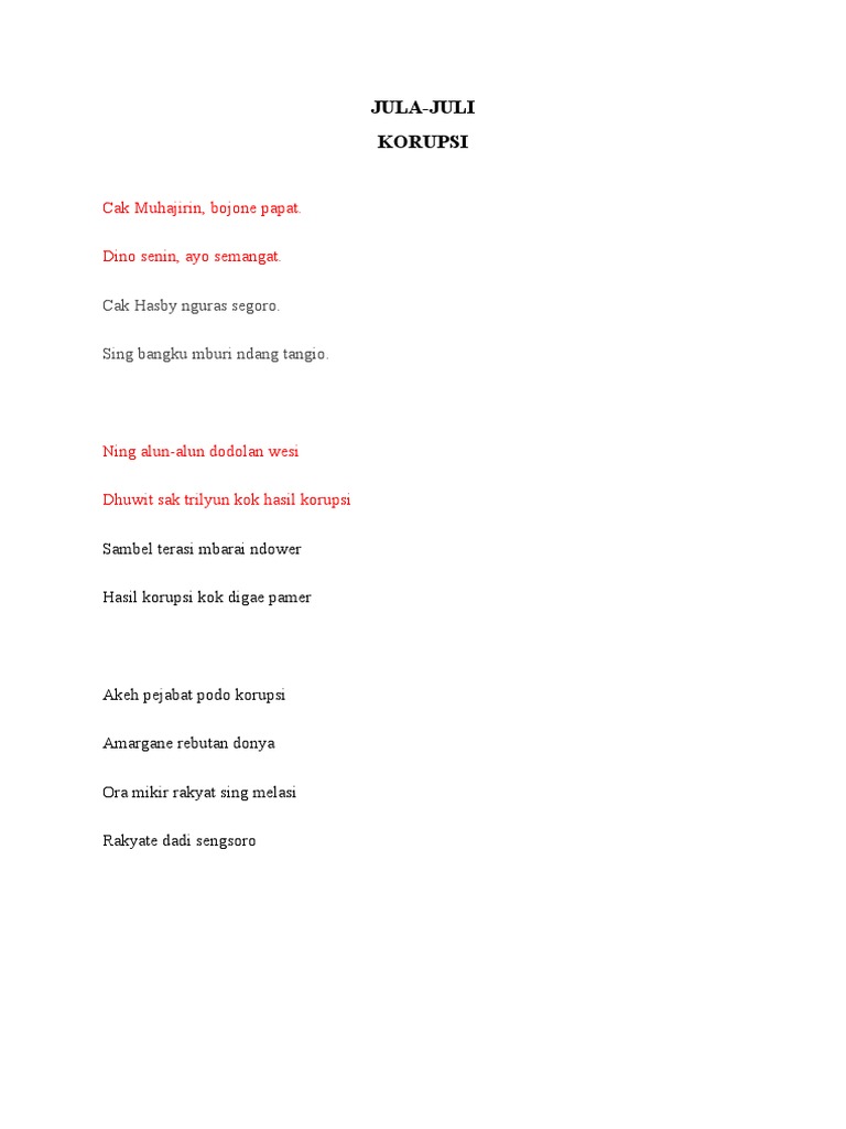 TEKS Jula-Juli Anti Korupsi | PDF