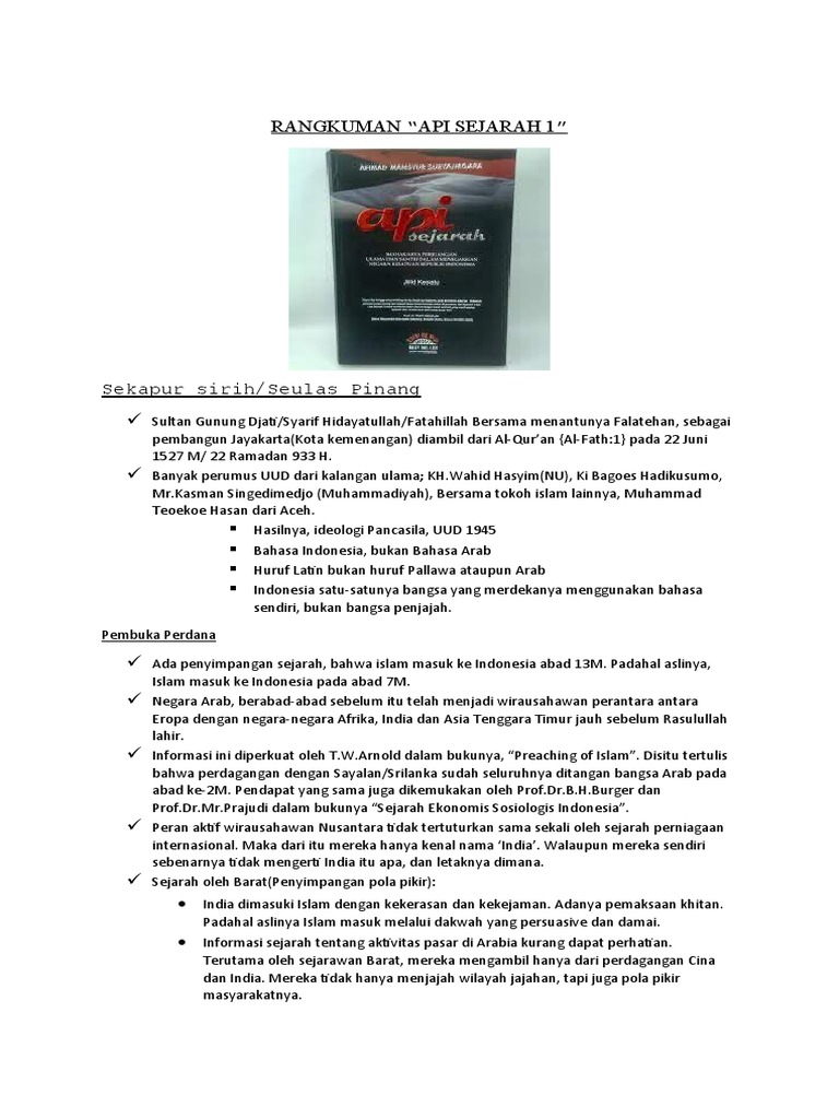RANGKUMAN API Sejarah Jilid 1 | PDF