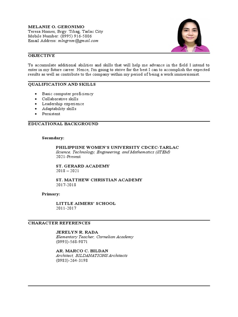 Resume Mel 1 | PDF | Science, Technology, Engineering, And Mathematics ...