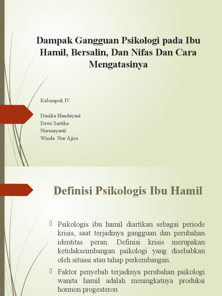 Perubahan Psikologi Pada Ibu Hamil, Bersalin, Kelompok V | PDF | Pengembangan Diri