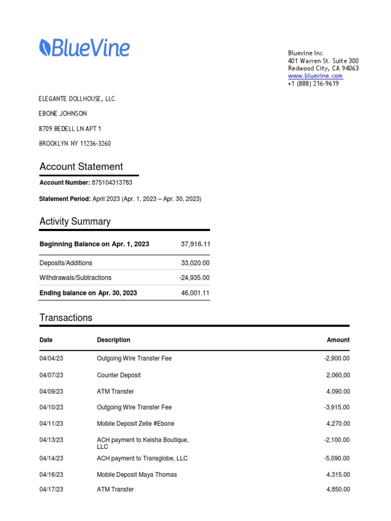 Account Statement: Activity Summary | PDF | Wire Transfer | Banks