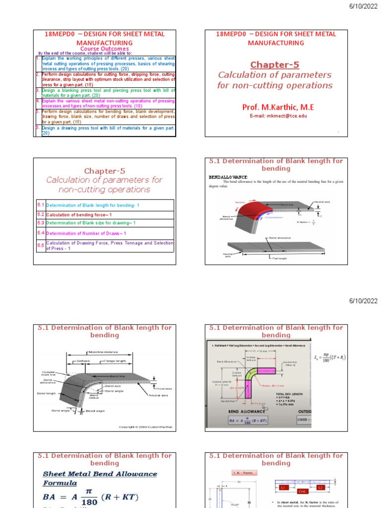 CH 5. Calculation of Parameters For Non-Cutting Operations | PDF ...