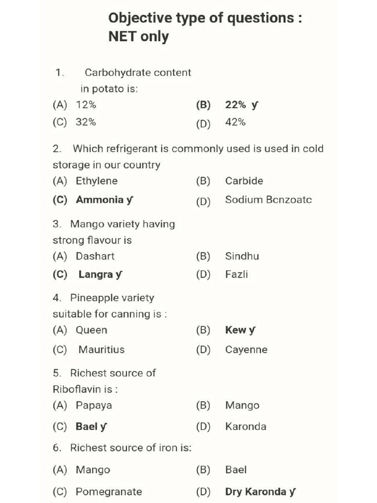 MCQ - Post Harvest Technology MCQ | PDF