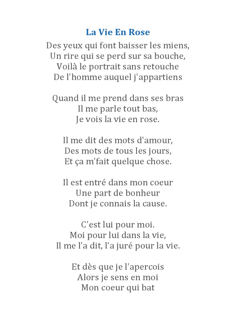 La Vie en Rose Testo | PDF