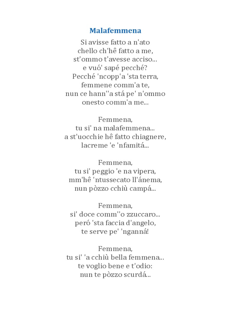 25. MALAFEMMENA TESTO | PDF