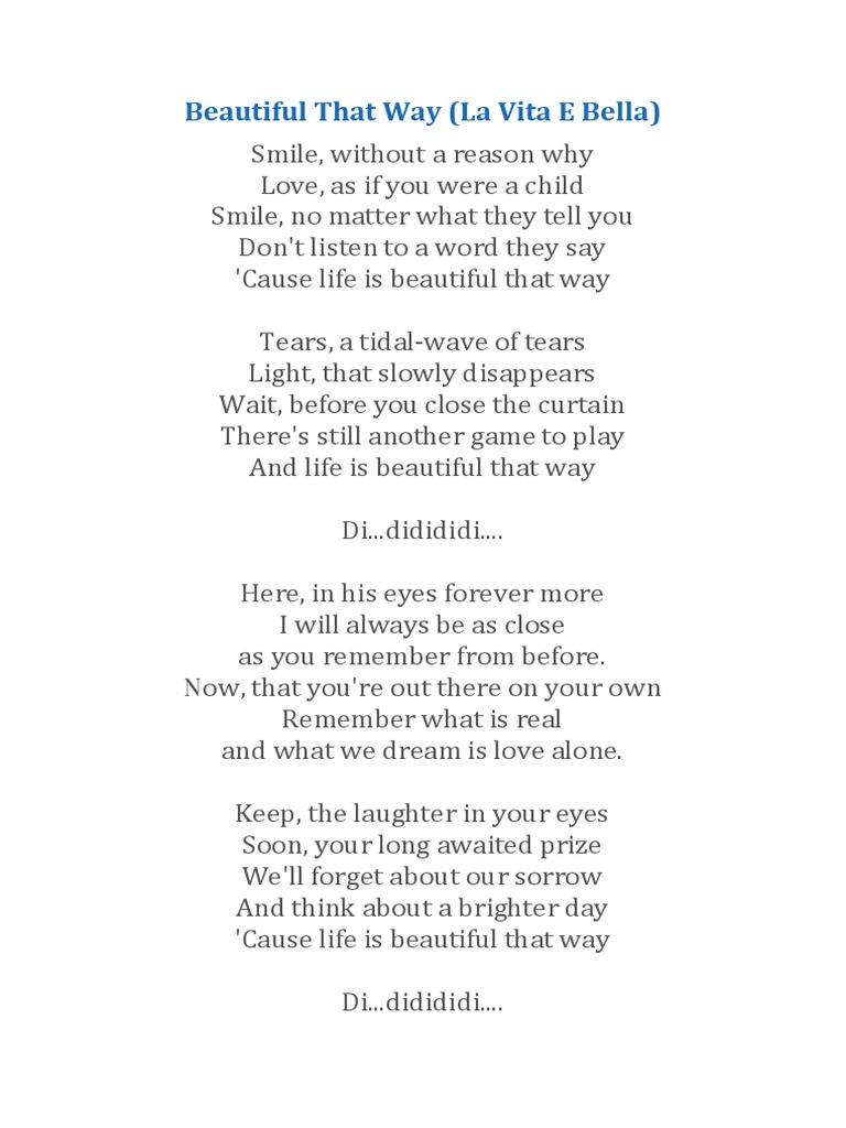 35. La Vita è Bella Testo Ing | PDF