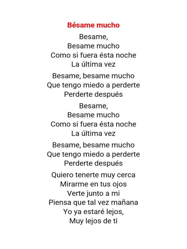 Significado De La Canción Bésame Mucho – DFLASJ