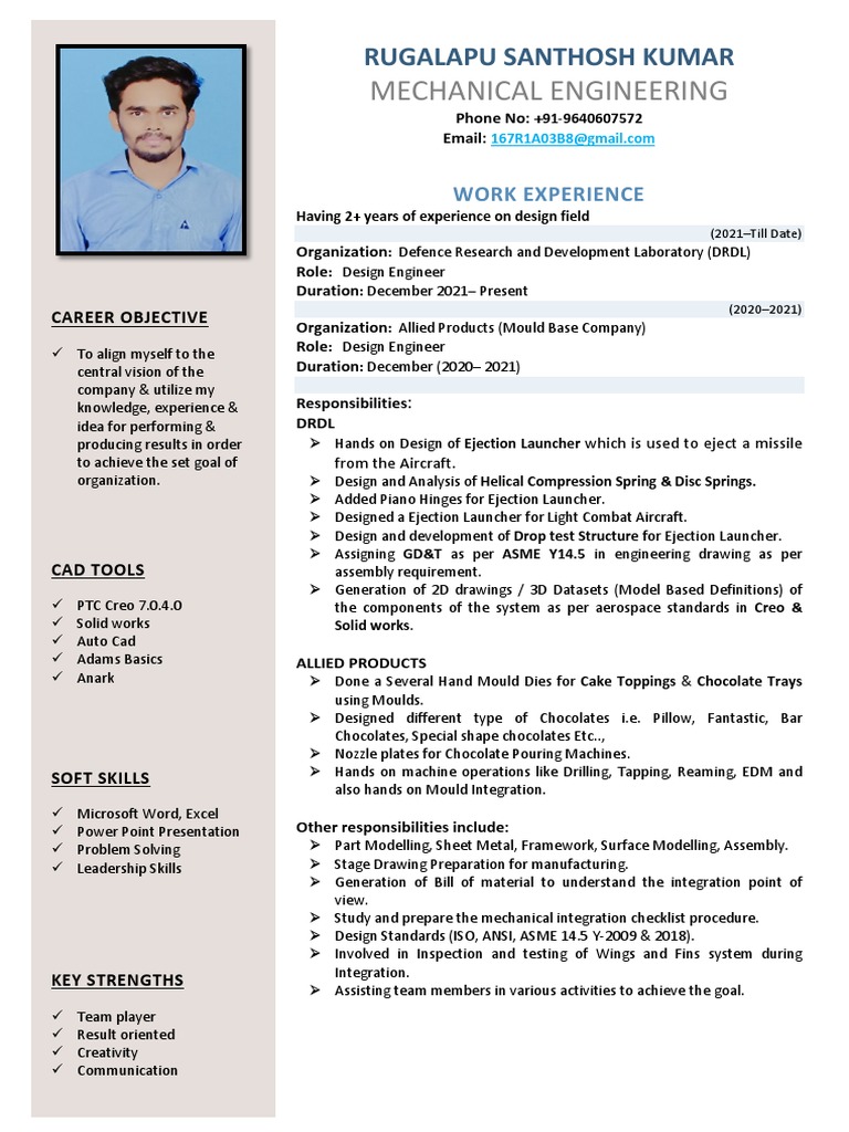 Mechanical Design Engineer Resume | PDF | Engineering