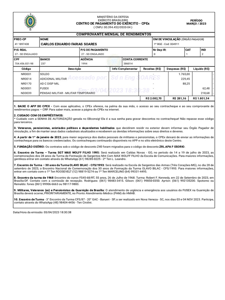 Contra Cheque | PDF | Brasil