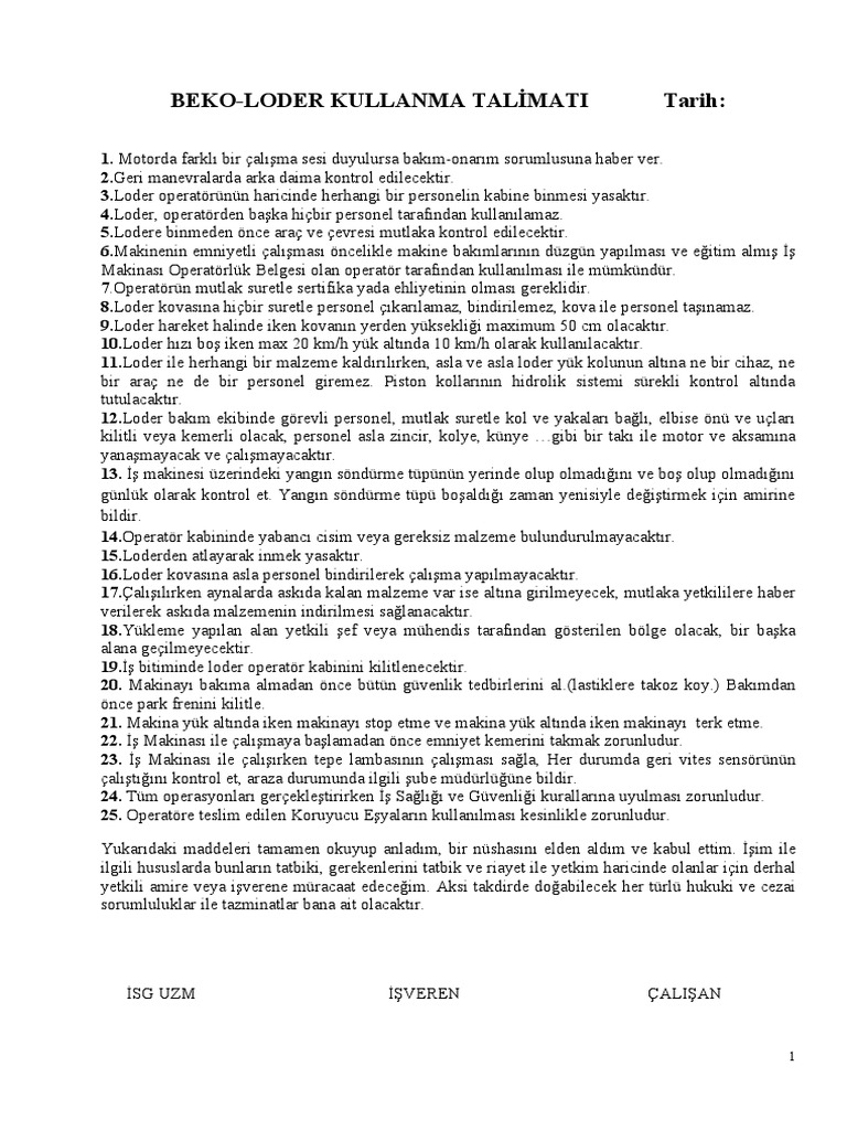 7.loder Kullanim Tali̇mati | PDF