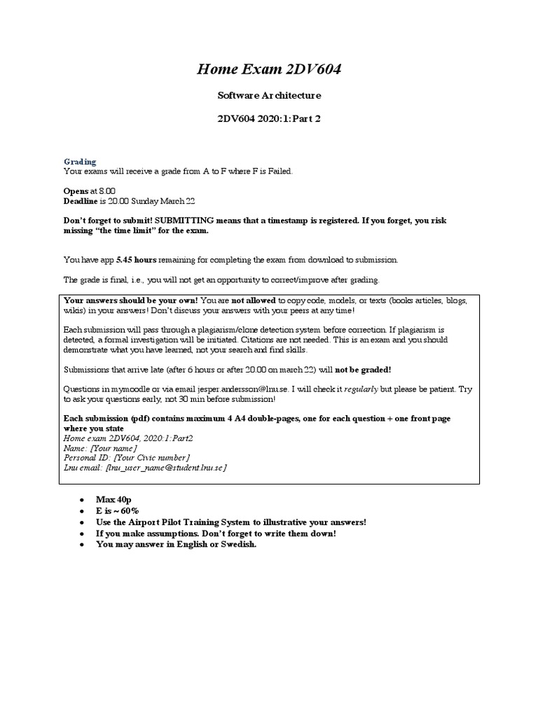 Home Exam 2020 - 1 | PDF