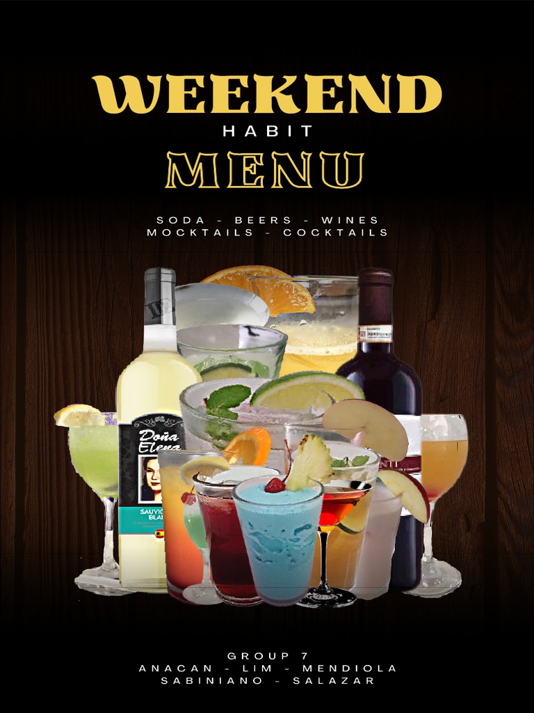 Group 7 Bar Menu | PDF | Drink | Alcoholic Drinks