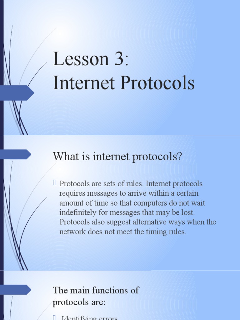 Lesson 3 Internet Protocols | PDF | Internet Protocol Suite | Computer Network