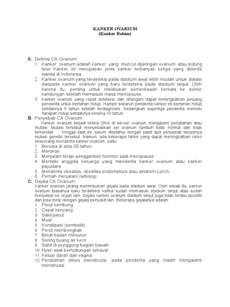 Panduan Lengkap Kanker Ovarium | PDF