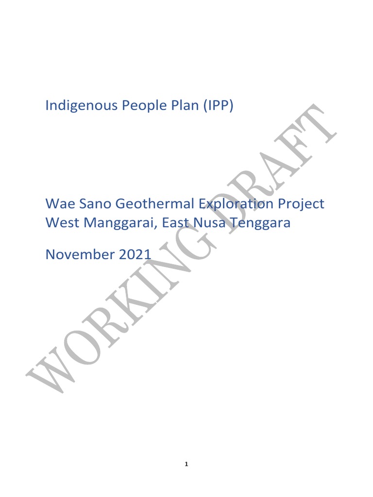 Working Draft Indigenous People Plan IPP Wae Sano | PDF | Environmental ...