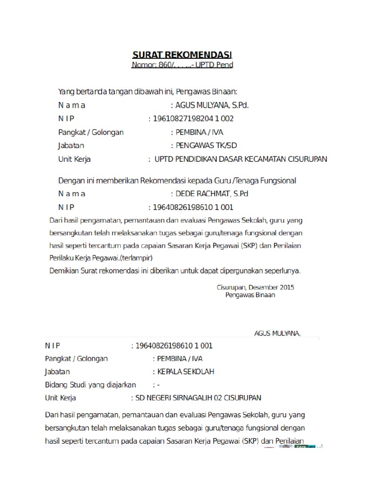 Rekomendasi Pengawas Bina | PDF Rekomendasi Pengawas Bina | PDF
