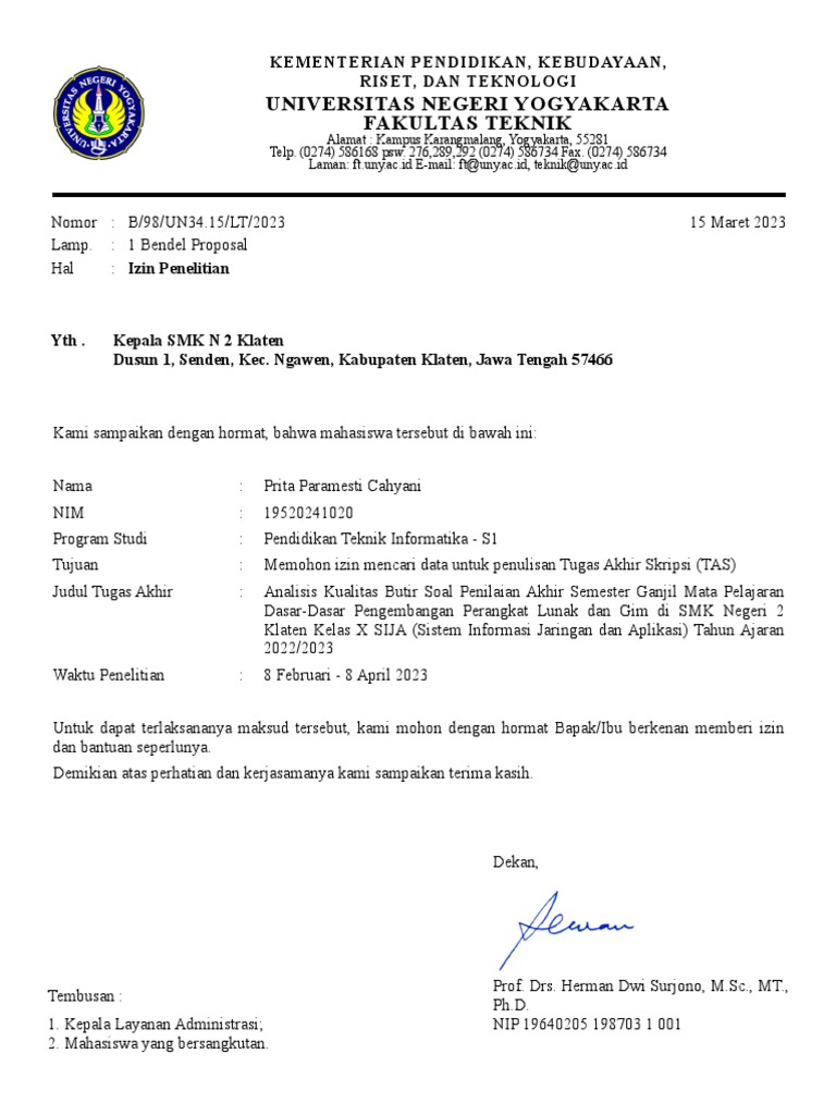 Surat Izin Penelitian | PDF