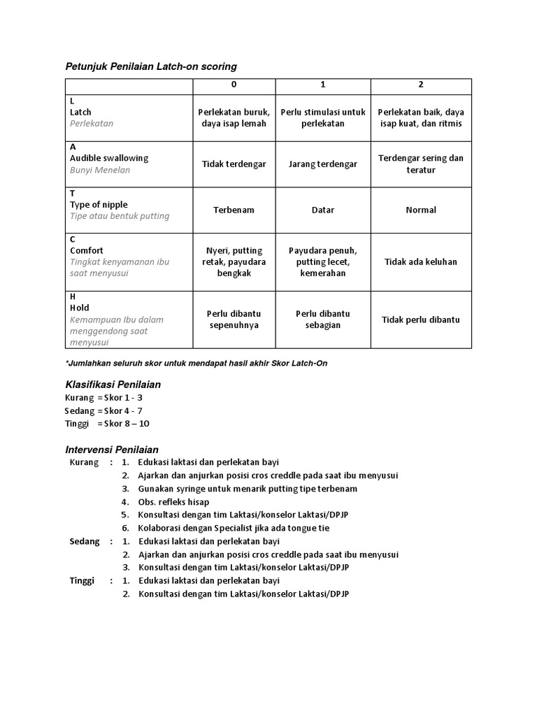 Petunjuk Penilaian Latch | PDF