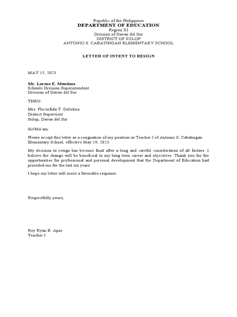 Resignation Letter | PDF