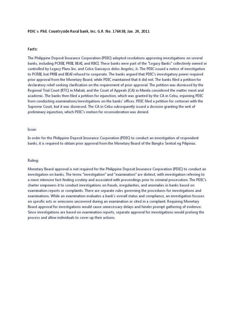 PDIC V Phil Countryside | PDF | Injunction | Complaint