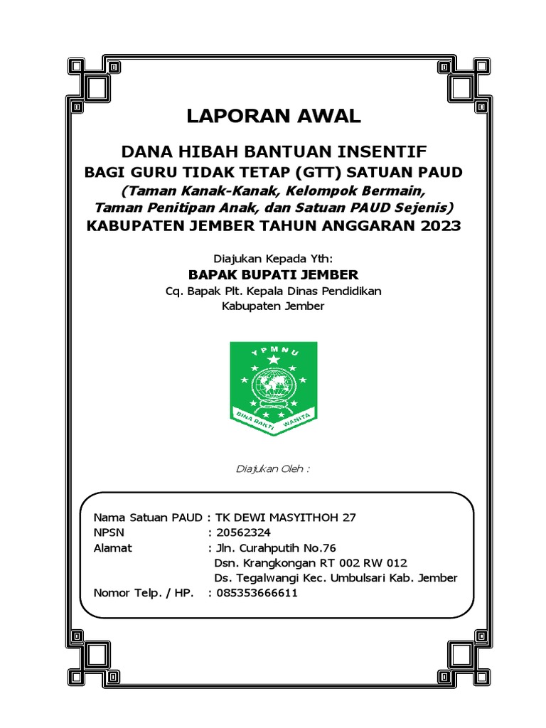 Cover Lap. Awal Dan LPJ Insentif | PDF | Kesehatan Holistik