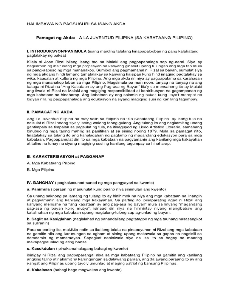 Halimbawa NG Pagsusuri Sa Isang Akda | PDF