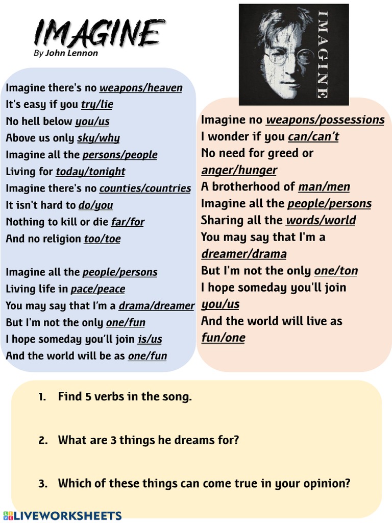 Imagine - John Lennon Lyrics | PDF