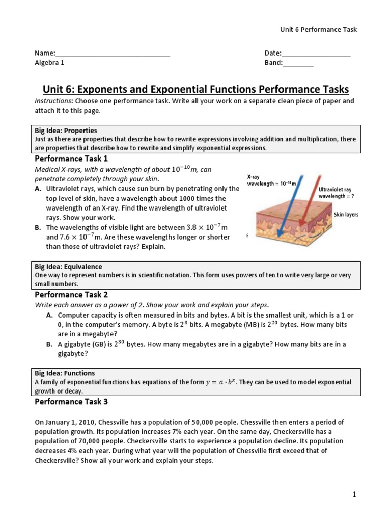Exponents and Functions Performance Task | PDF