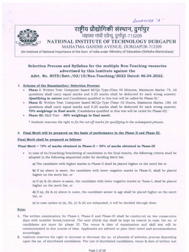 NIT Syllabus | PDF