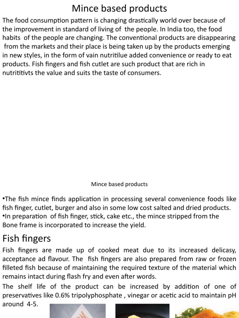 Minced Fish Products and Preparation | PDF | Meat | Convenience Food