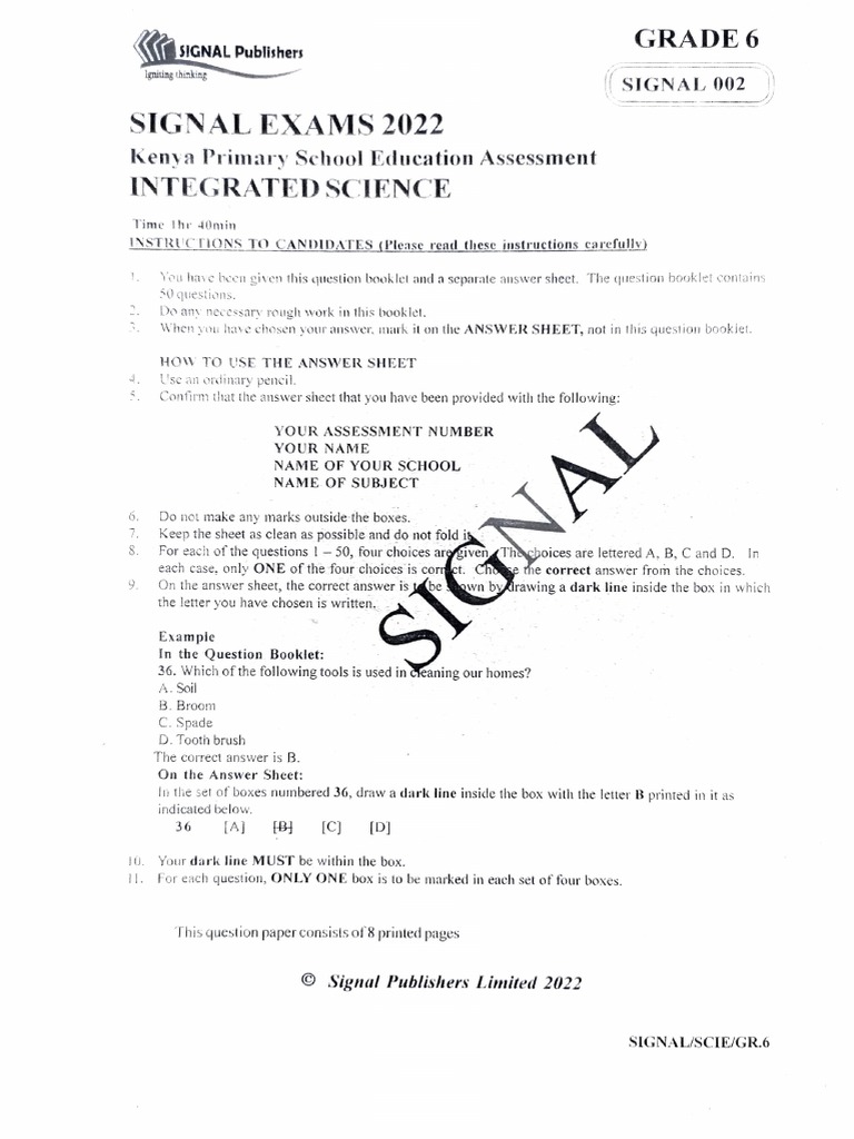 Grade 6 Signal 002 Integrated Science | PDF