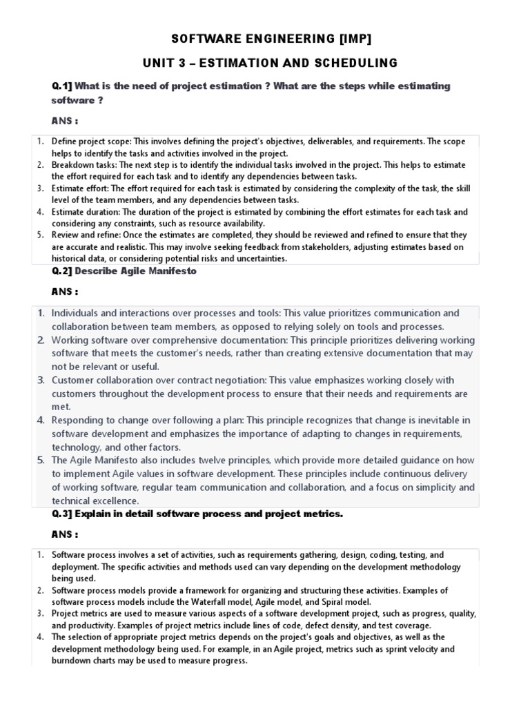 SOFTWARE ENGINEERING Question Answers Unit 3-6 Imp | PDF | Component ...