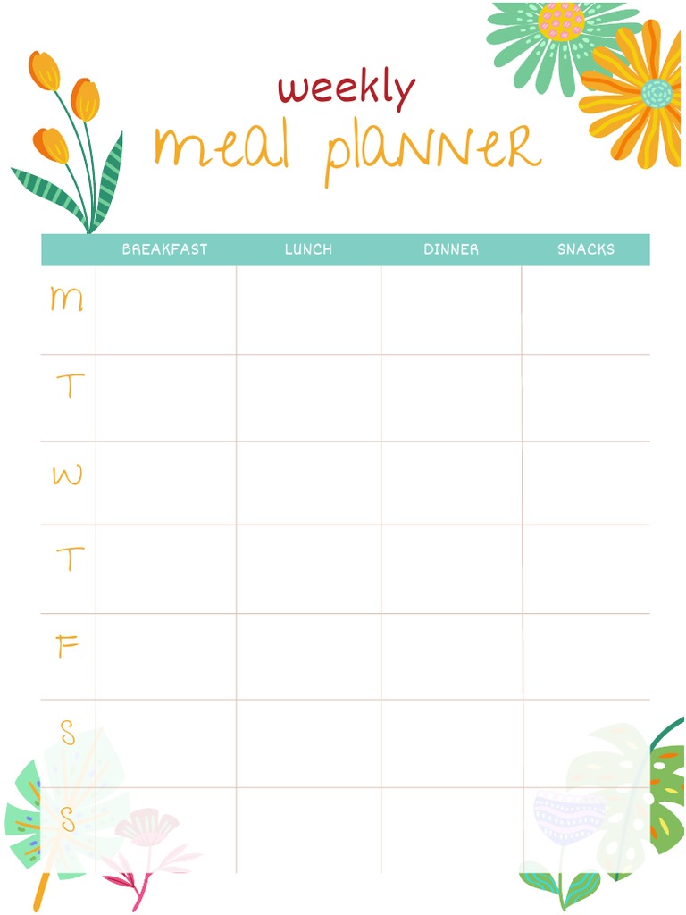 Floral Weekly Meal Planner | PDF